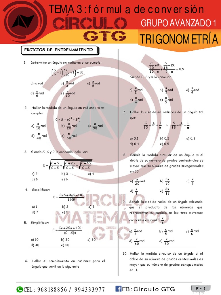Tema 3 Fórmula de Conversión | PDF | Enseñanza de matemática | Pi