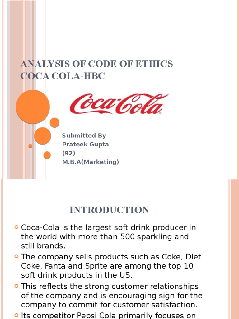 Analysis of Code of Ethics | PDF | Coca Cola | Cola