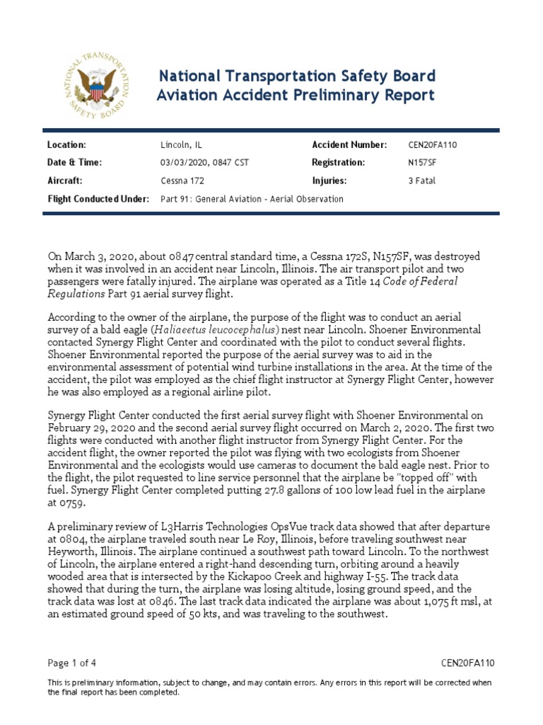 Cessna 172 Accident Report: Lincoln, IL | PDF | Airplane | General Aviation