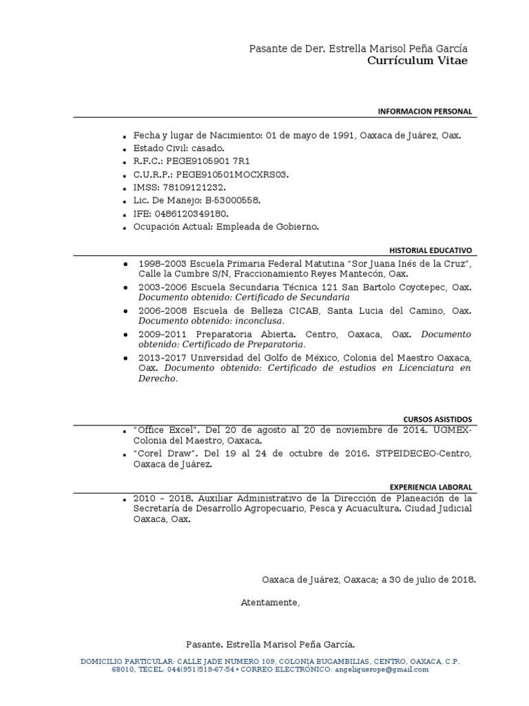 Machote CV | PDF | Etapas educativas | Aprendizaje