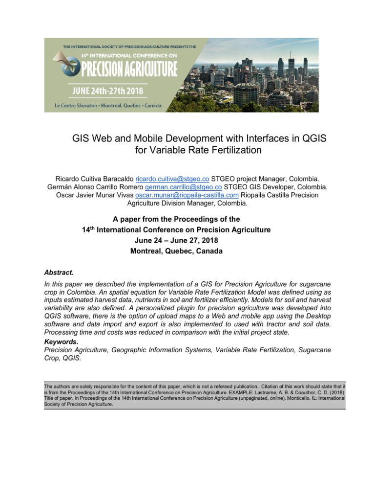 GIS Web and Mobile Development With Interfaces in QGIS For Variable Rate Fertilization | PDF ...