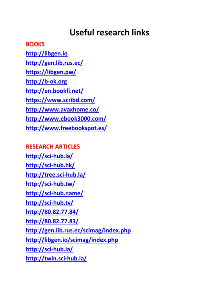 Useful Research Links | PDF