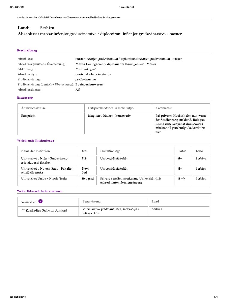 Ausdruck Anabin | PDF