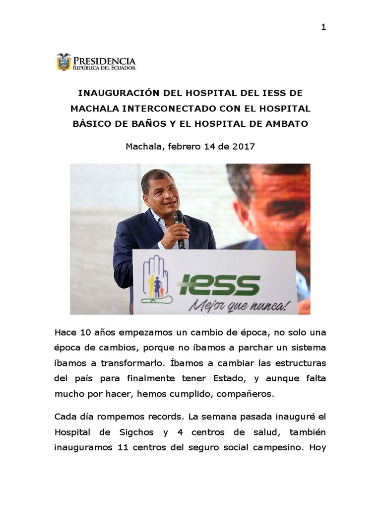 Inauguración Hospital Iess Machala Pdf Hospital Ecuador