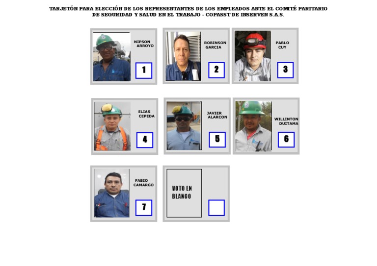 Tarjeton Elecciones COPASST | PDF