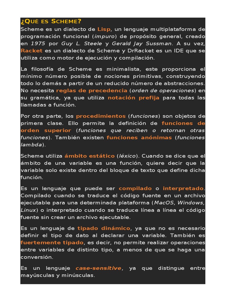 Manual Scheme | PDF | Esquema (lenguaje de programación) | Programacion Funcional