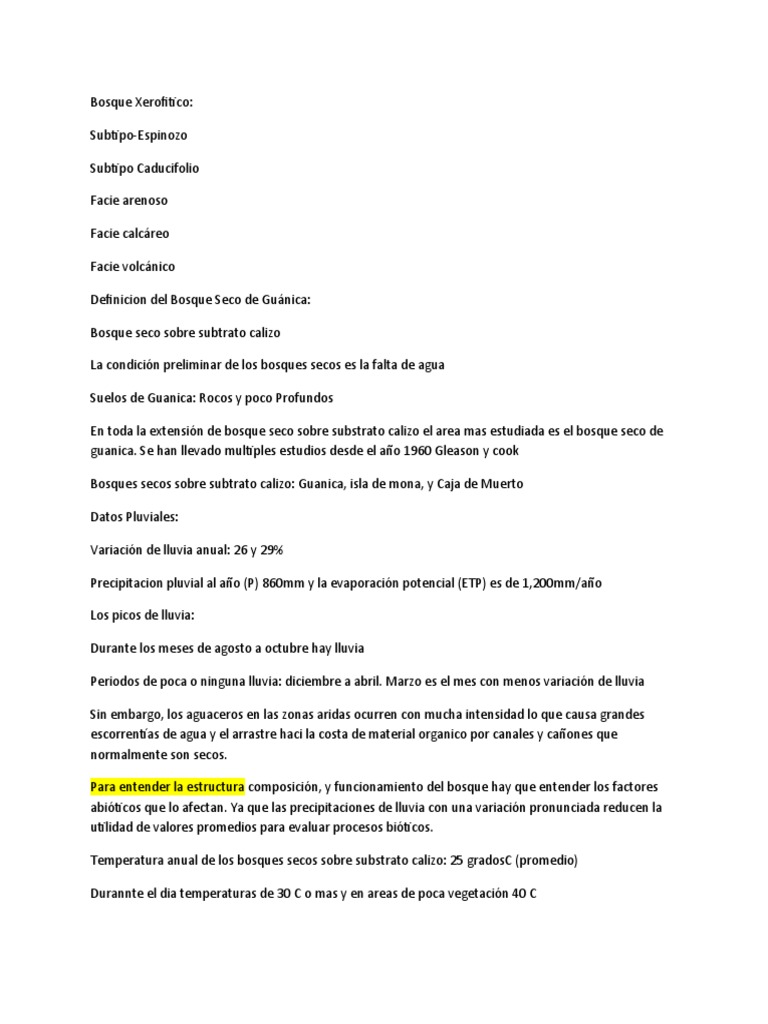 Bosque Xerofítico en Guánica: Características y Biodiversidad | PDF ...