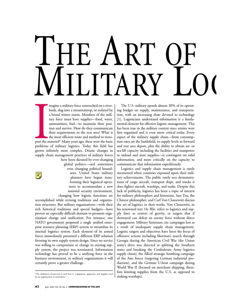 The Art of Military Logistics | PDF | Logistics | Supply Chain