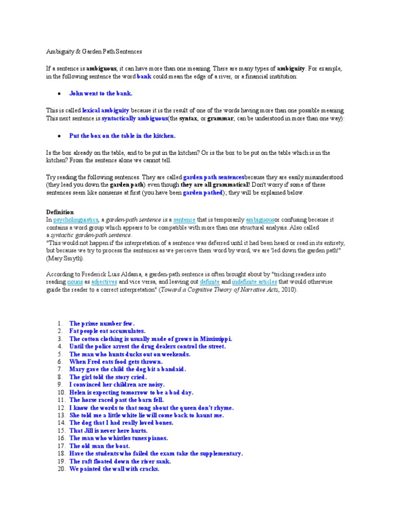 Understanding Garden Path Sentences: An Analysis of Syntactically ...