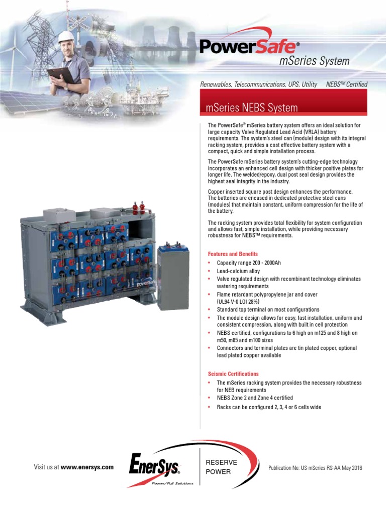 EnerSys Mseries Specs | PDF | Manufactured Goods | Building Materials