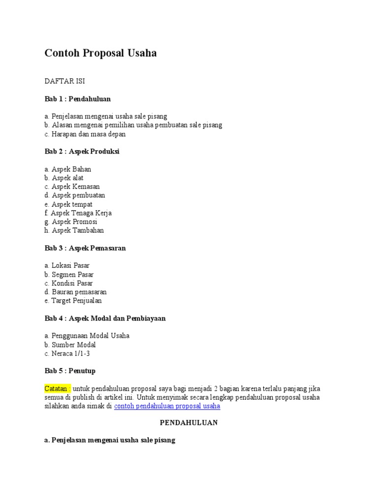 Contoh Proposal Usaha | PDF | Memasak, Makanan, & Anggur | Teknologi ...