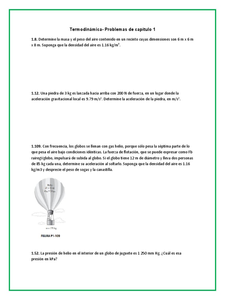 Termodinámica Problemas Cap1 | PDF | Medida de presión | Presión