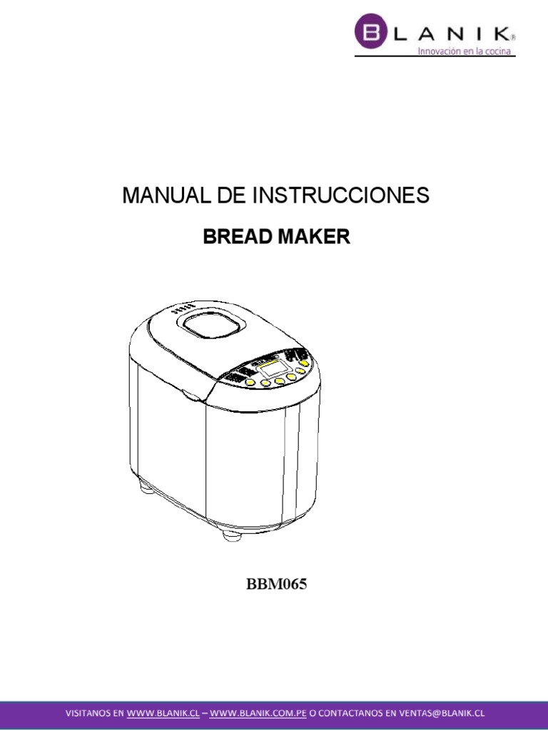 Manual de Instrucciones Panificadora BBM065 | PDF | Panes | Trigo