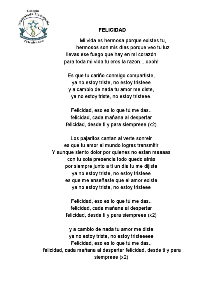 Cancion FELICIDAD | PDF