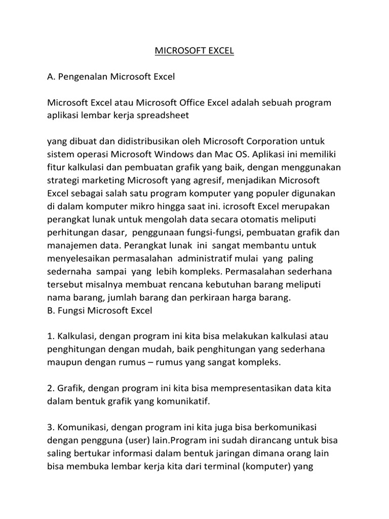 Microsoft Excel | PDF | Metode & Bahan Ajar | Teknologi & Rekayasa