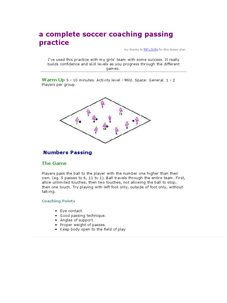 A Complete Soccer Coaching Passing Practice | PDF | Games Of Physical ...