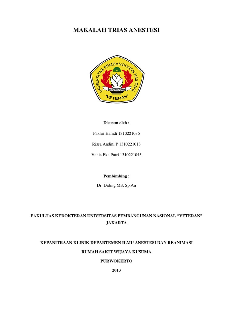 Komponen Utama Trias Anestesi | PDF | Kesehatan Holistik | Sains ...