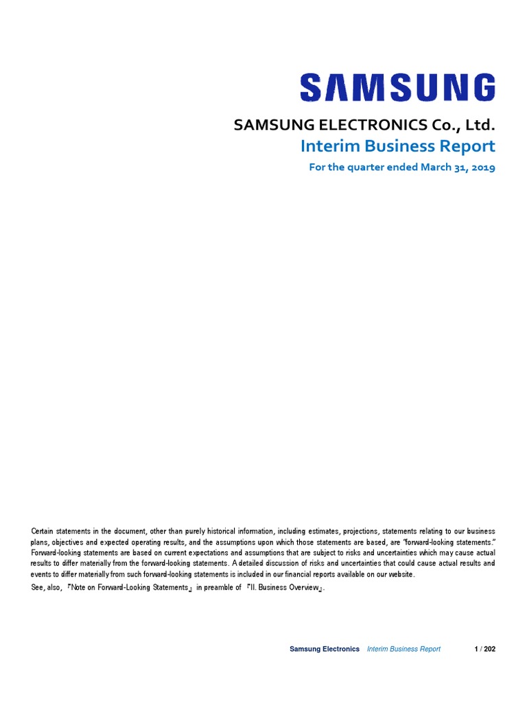 2019 1Q Interim Business Report VF | PDF | Samsung | Financial Statement