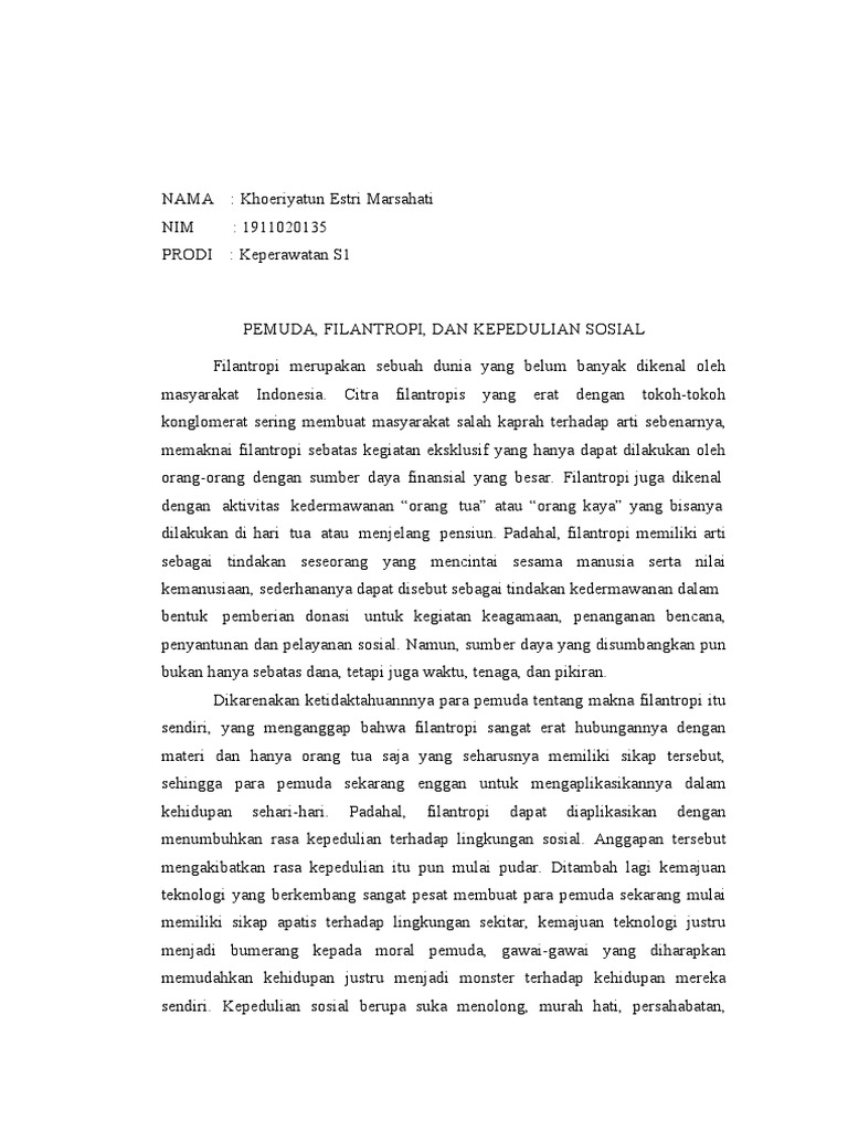 Filantropi Milenial: Peran Pemuda dalam Kedermawanan | PDF | Ilmu Sosial