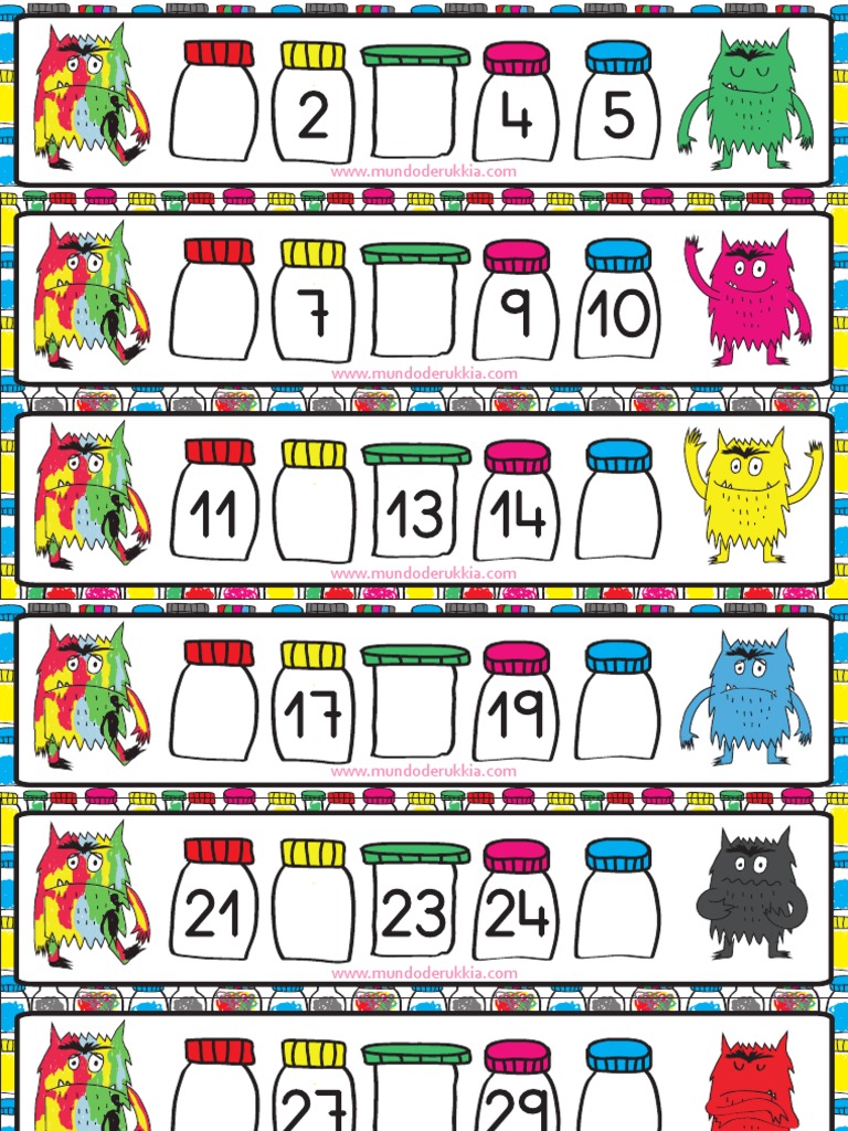 Monstruo de Colores - Secuencia Numérica Version 2 | PDF