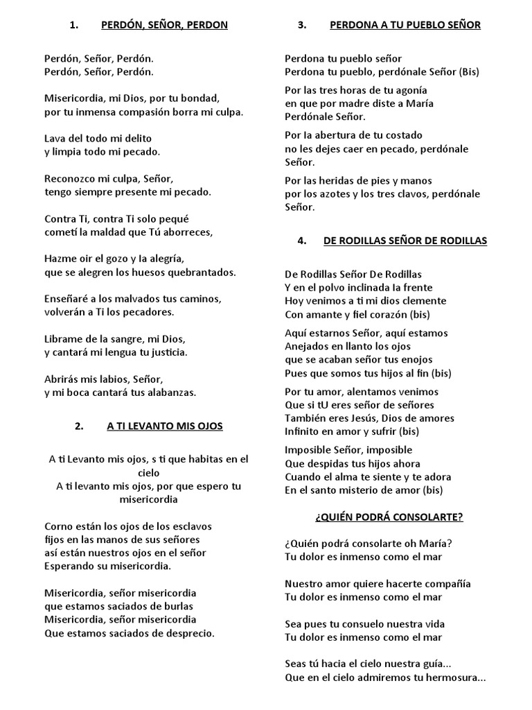 Letra de "Perdona a tu pueblo, Señor" | PDF | Perdón | Pecado