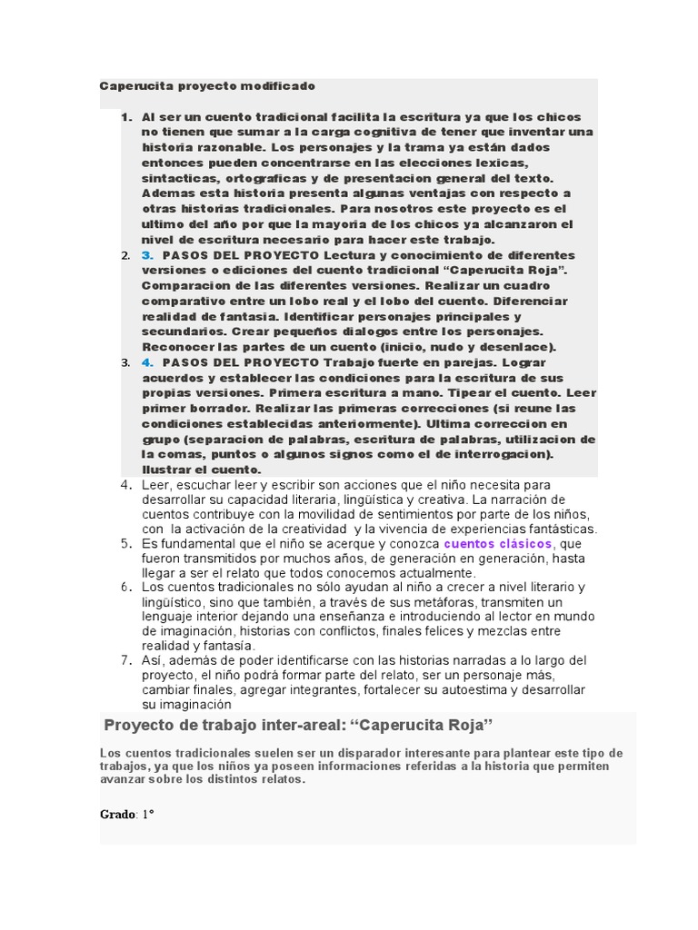 Caperucita Proyecto Modificado | PDF | Cuentos | Caperucita Roja