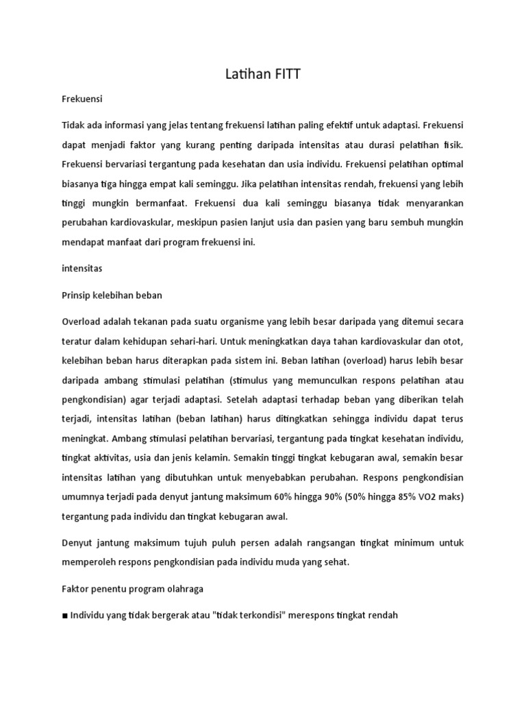 Latihan FITT | PDF