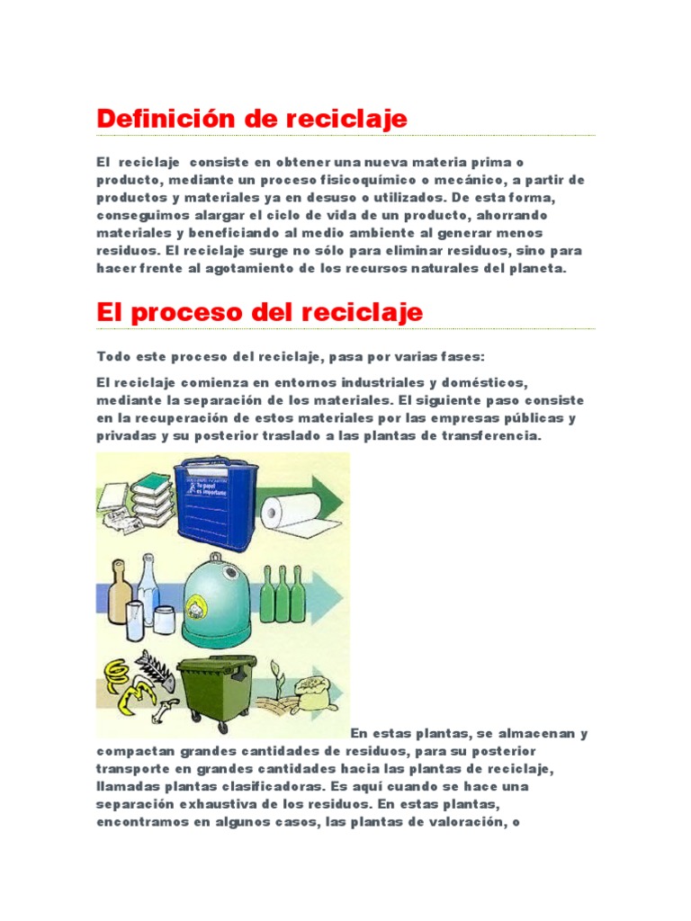 Definición de Reciclaje | PDF | Reciclaje | Cartón