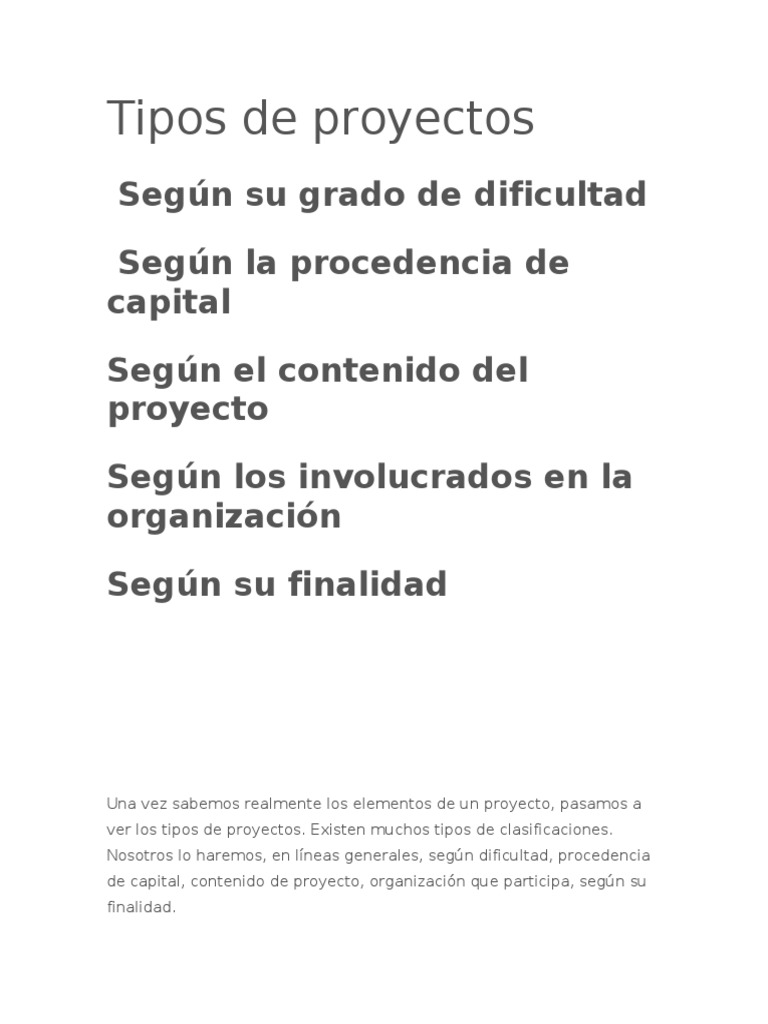 Tipos de Proyectos | PDF | Investigación y desarrollo | Diseño