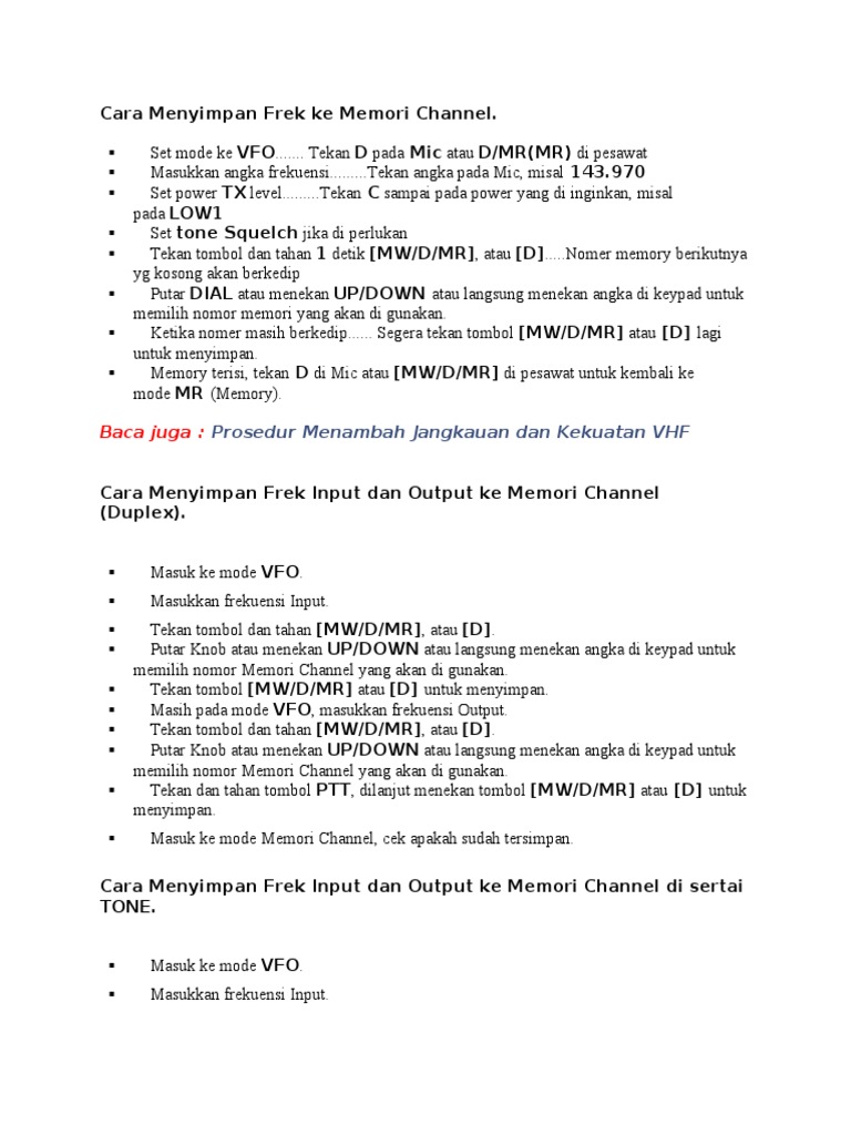 Cara Menyimpan Frek Ke Memori Channel | PDF | Komputer