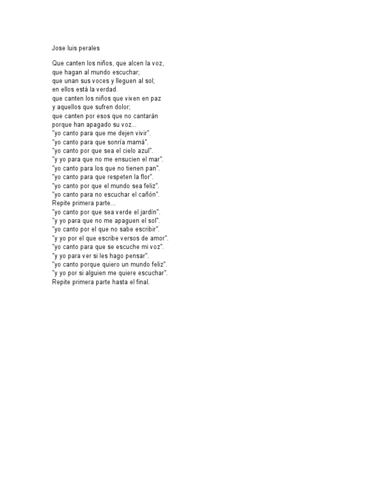 Cancion Que Canten Los Niños | PDF