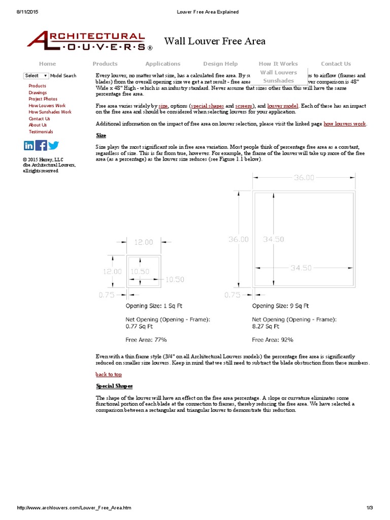 Louver Free Area Explained | PDF | Building Engineering | Nature