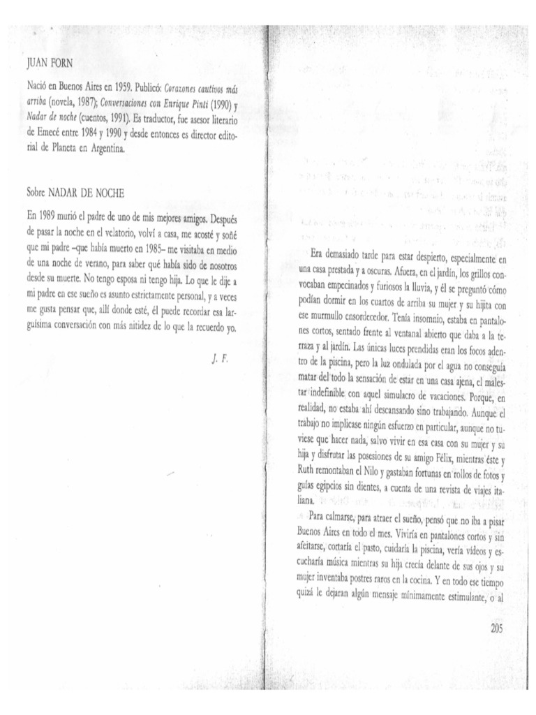 Nadar de Noche - Juan Forn PDF | PDF
