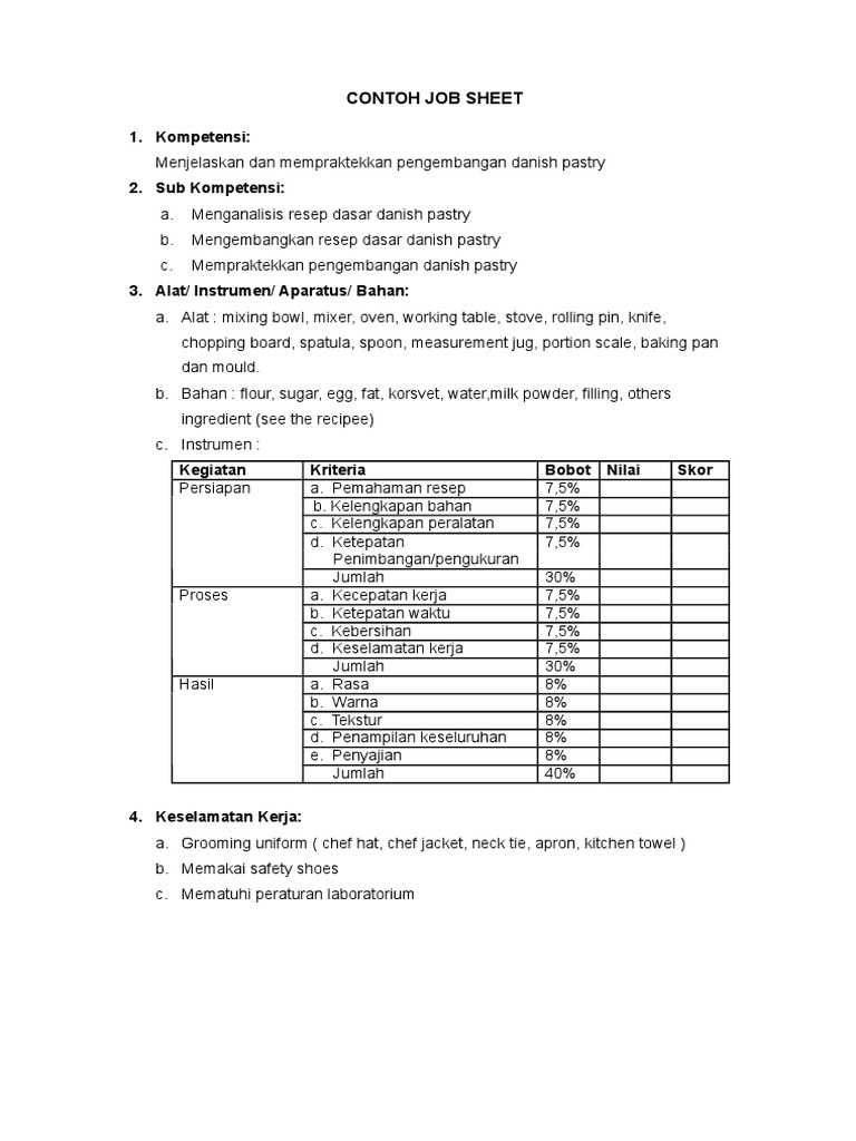 Contoh Job Sheet | PDF