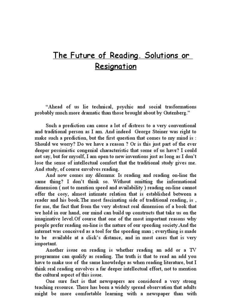 The Future of Reading | PDF | Educational Assessment | Reading (Process)