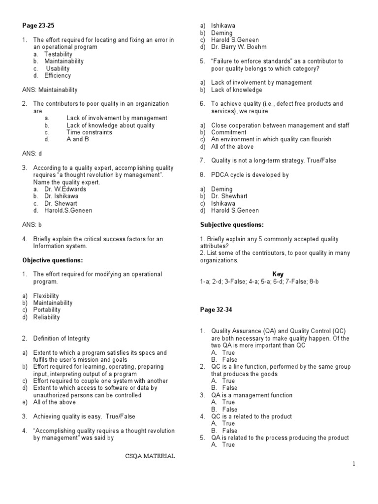 Objective Questions | PDF | Quality Assurance | Quality Management