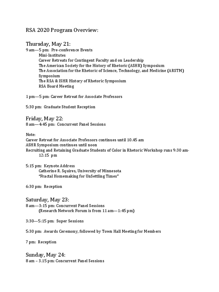 Rsa 2020 Program Draft 4 PDF | PDF | Rhetoric