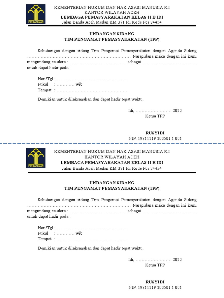 UNdangan Sidang TPP | PDF
