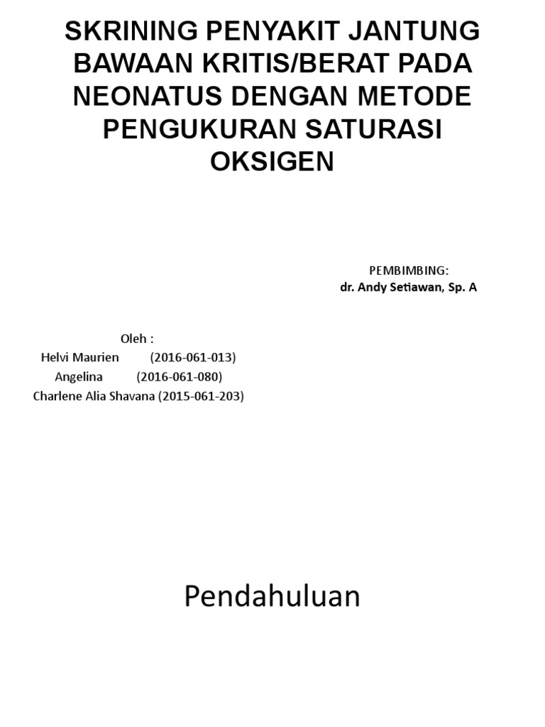Skrining PJB Kritis Pada Neonatus Dengan Metode Pengukuran Saturasi Oksigen | PDF
