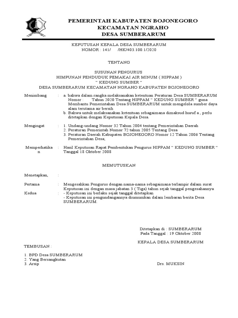 Pengurus HIPPAM Kedung Sumber 2008 | PDF