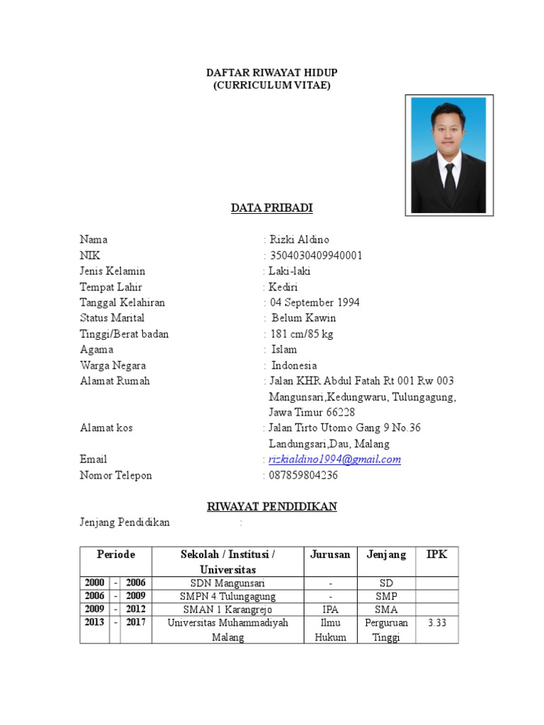 CV-Rizki Aldino | PDF | Gaya Hidup