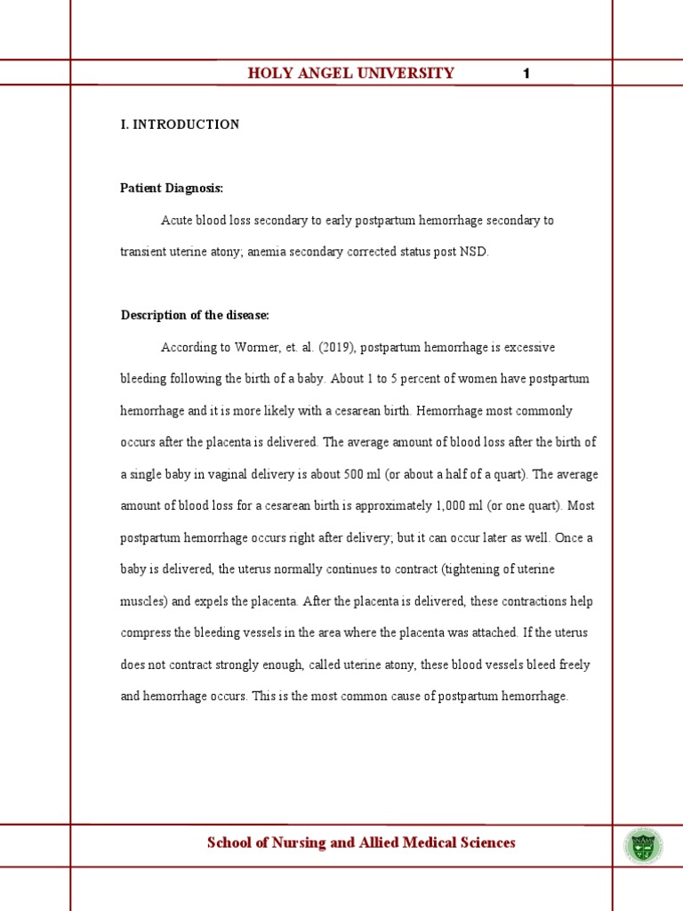 Postpartum Hemorrhage and Uterine Atony Case Study | PDF | White Blood ...