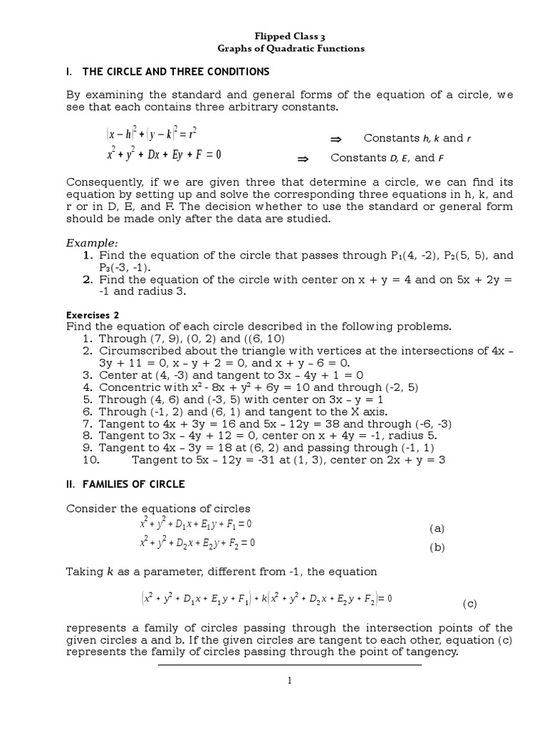 Flipped-Class 3 - Graphs of Quadratic Functions | PDF | Tangent | Circle