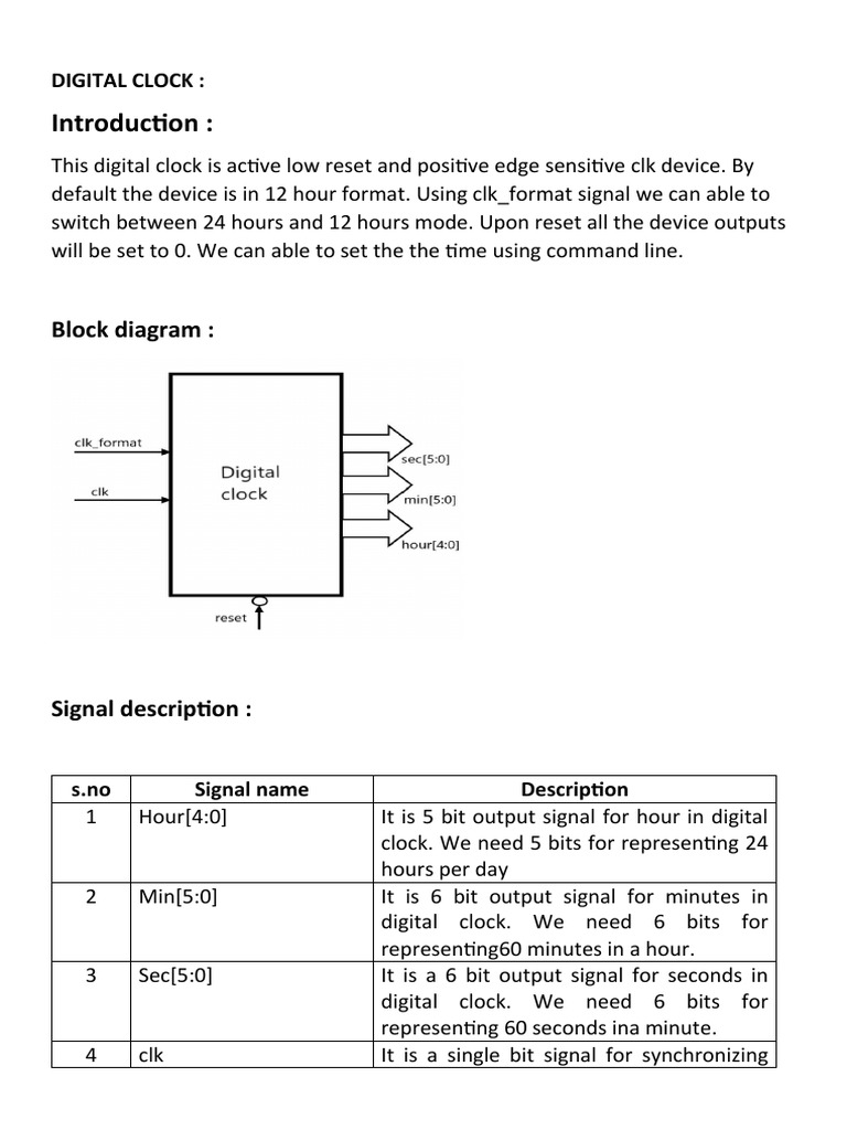 Digital Clock | PDF | Clock | Input/Output