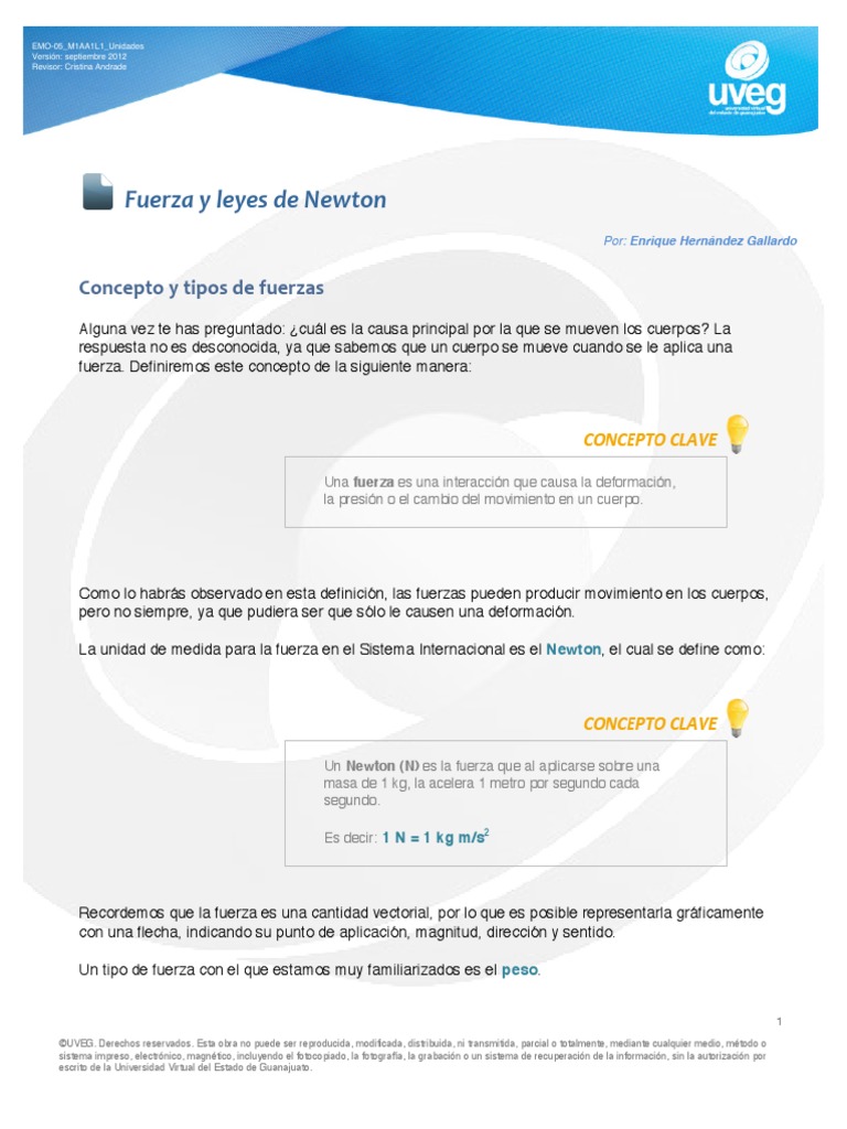 Fuerza y Leyes de Newton PDF | PDF | Las leyes del movimiento de Newton ...