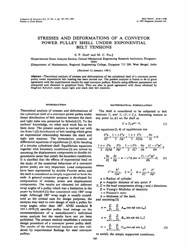 Stresses and Deformations of A Conveyor Power Pulley Shell Under ...