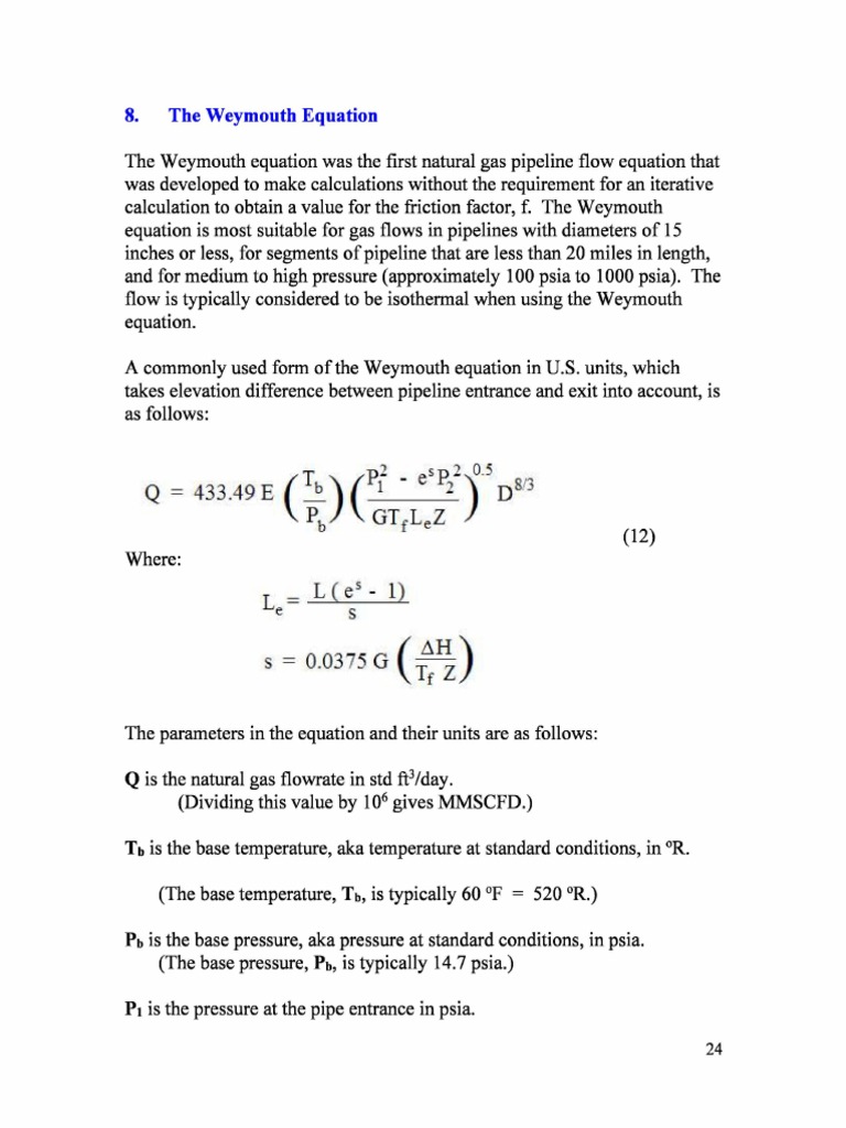Weymouth gas flow equation | PDF | Gases | Pressure