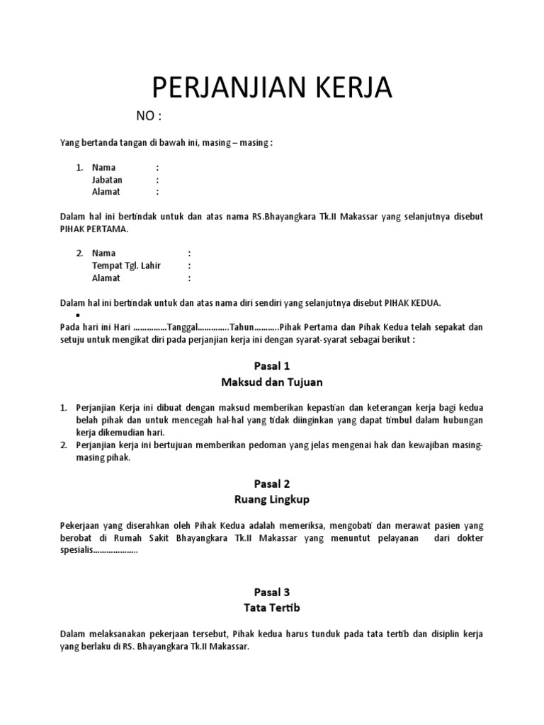 Perjanjian Kerja Dokter Pdf
