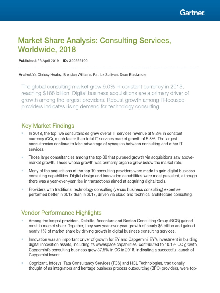 Gartner Market Share Consulting 2018 2019 PDF | PDF | Pricewaterhouse ...