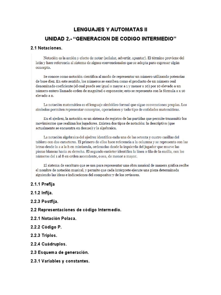 UNIDAD 2.-Generación de Código Intermedio | PDF